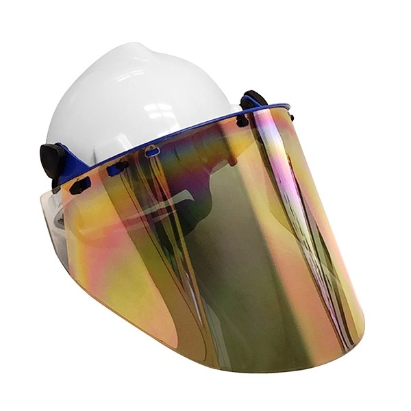 GOLD FACE SHIELD w/ MSA HARD HAT - Protective Clothing - Crematorium
